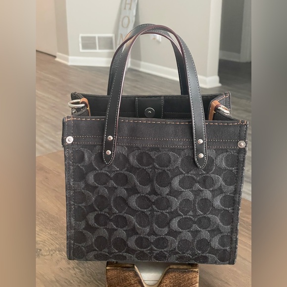 Coach | Bags | Coach Black Signature Denim Tote Bag | Poshmark